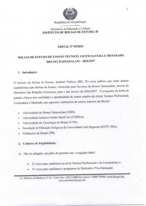 Edital de Bolsas de Estudo de Ensino Técnico, Licenciatura e Mestrado ...